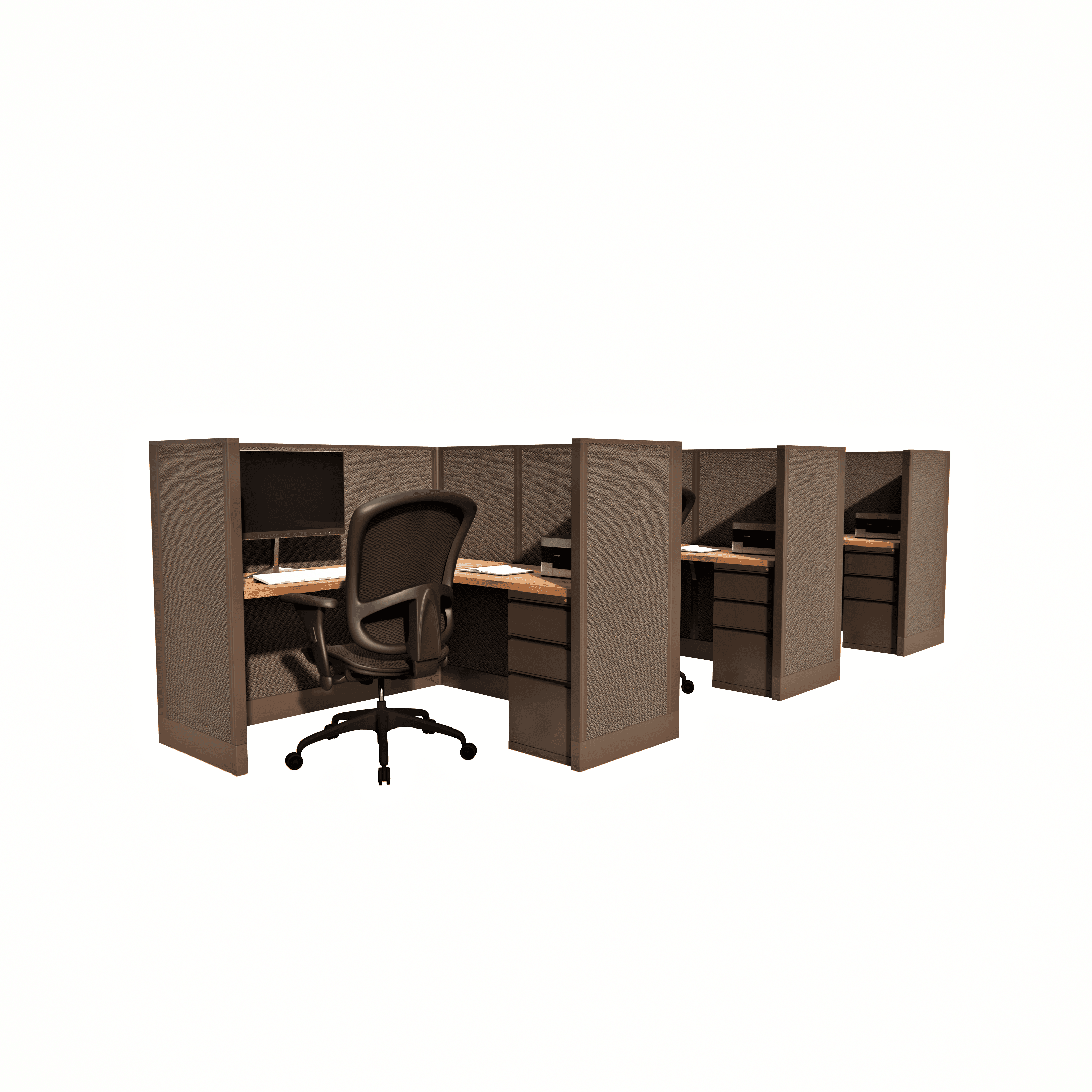 53″ Tall 5’x 5′ Line Of 3 Office Cubicles