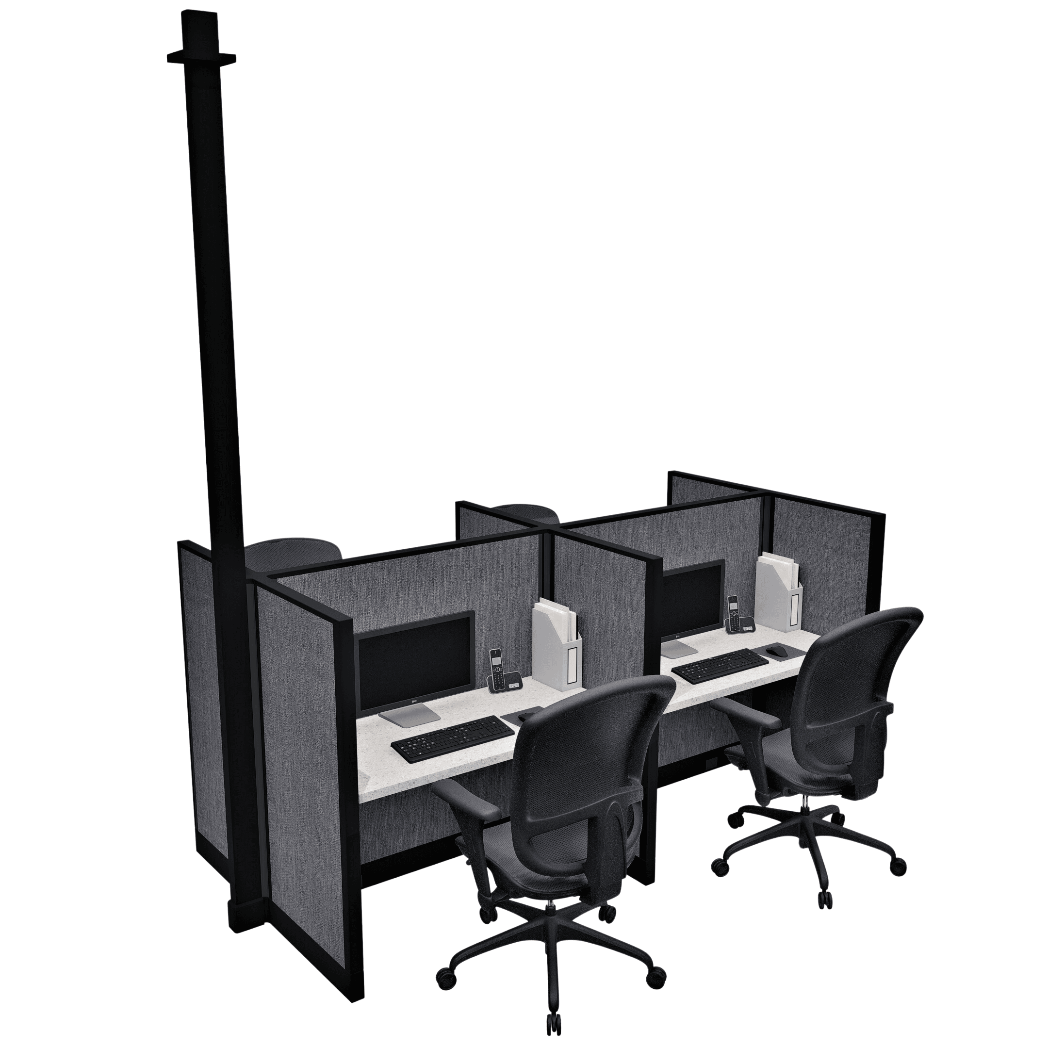 53″ Tall 4’x 2′ Pod Of 4 Call Center Cubicles