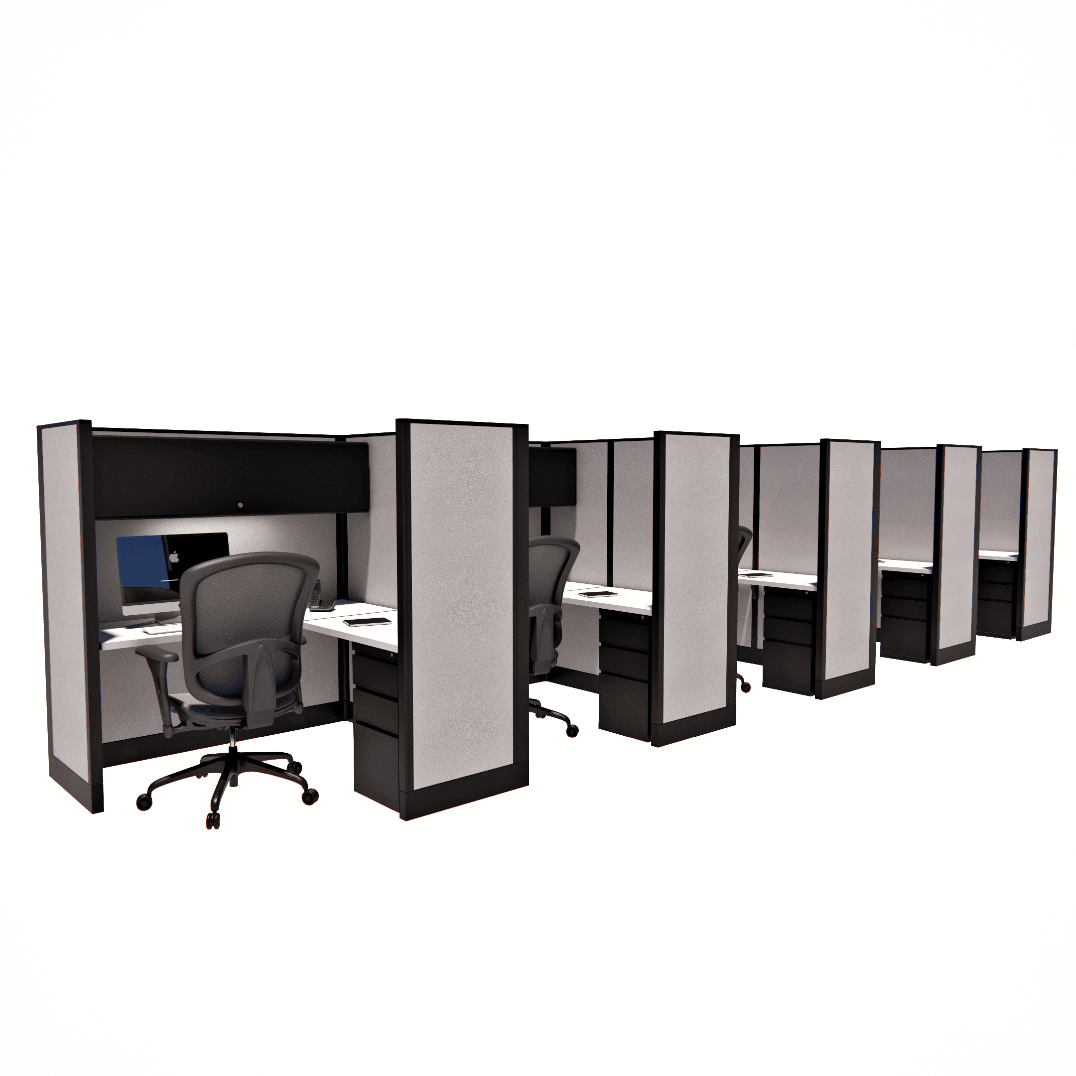 67″ Tall 5’x 5′ Line Of 5 Office Cubicles