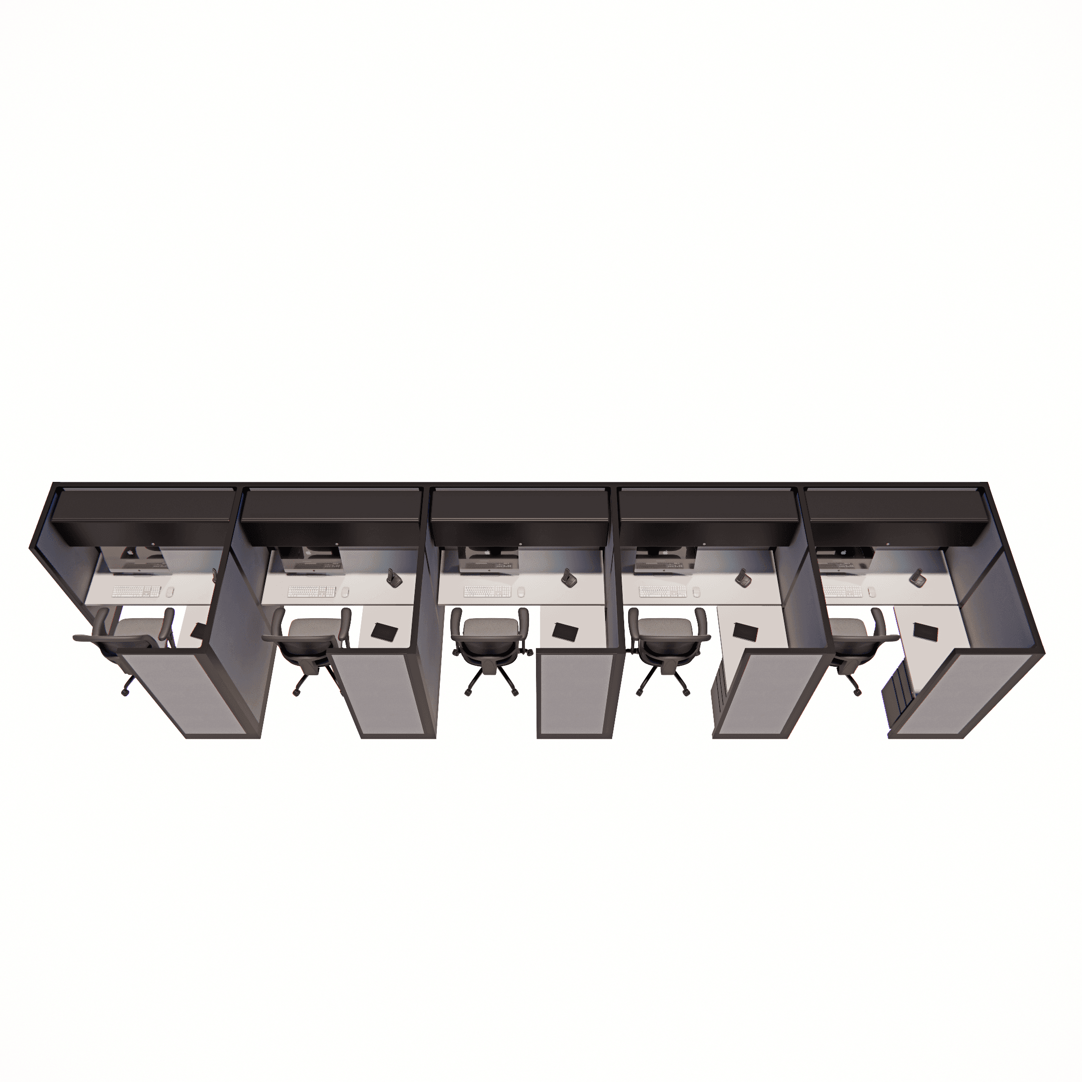 67″ Tall 5’x 5′ Line Of 5 Office Cubicles