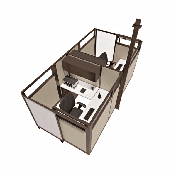 67″ Tall 6’x 6′ Pod Of 2 Glass Office Cubicles With Door